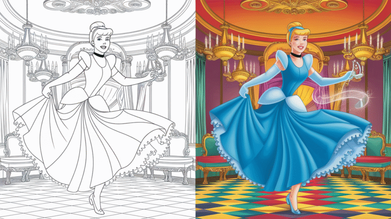+50 Cinderella Coloring pages - Mila Coloring Free Printable