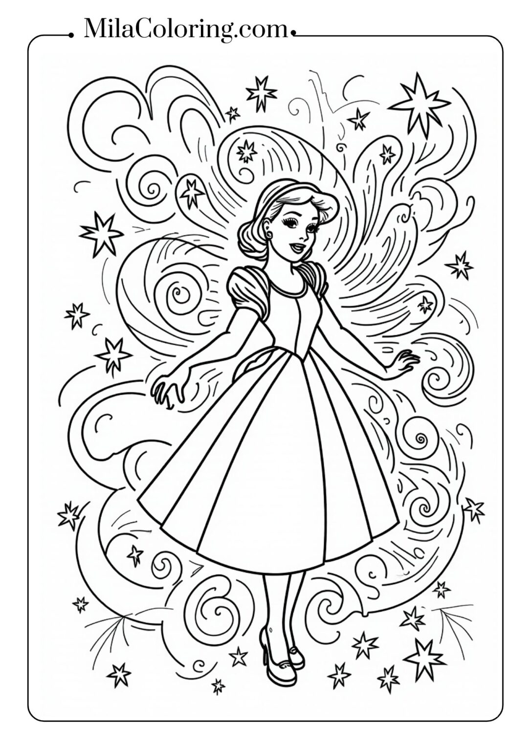 +50 Cinderella Coloring pages - Mila Coloring Free Printable