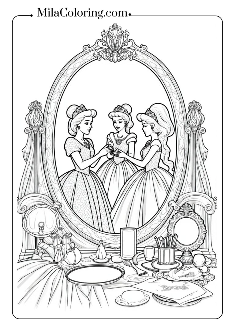 +50 Cinderella Coloring pages - Mila Coloring Free Printable