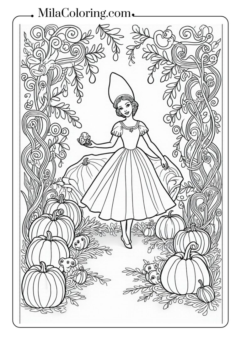 +50 Cinderella Coloring pages - Mila Coloring Free Printable