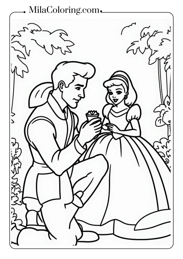 +50 Cinderella Coloring pages - Mila Coloring Free Printable